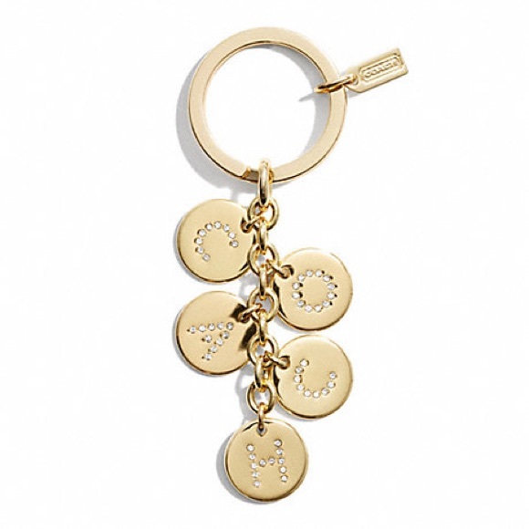 Coach | Bags | Coach Gold Silver Rhinestone Circle Bag Charm Keychain ...